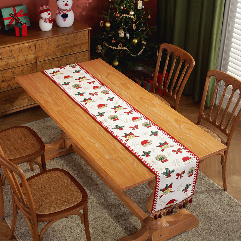 Christmas Festival Table Runner with Tassels– Sureix