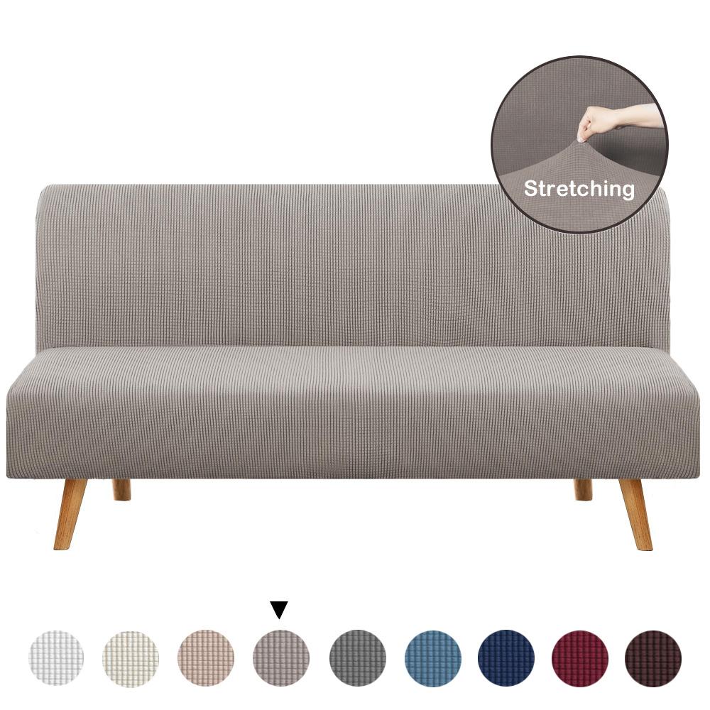 Armless Sofa Slipcover Stretch Sofa Bed Cover Protector Elastic Spandex ...