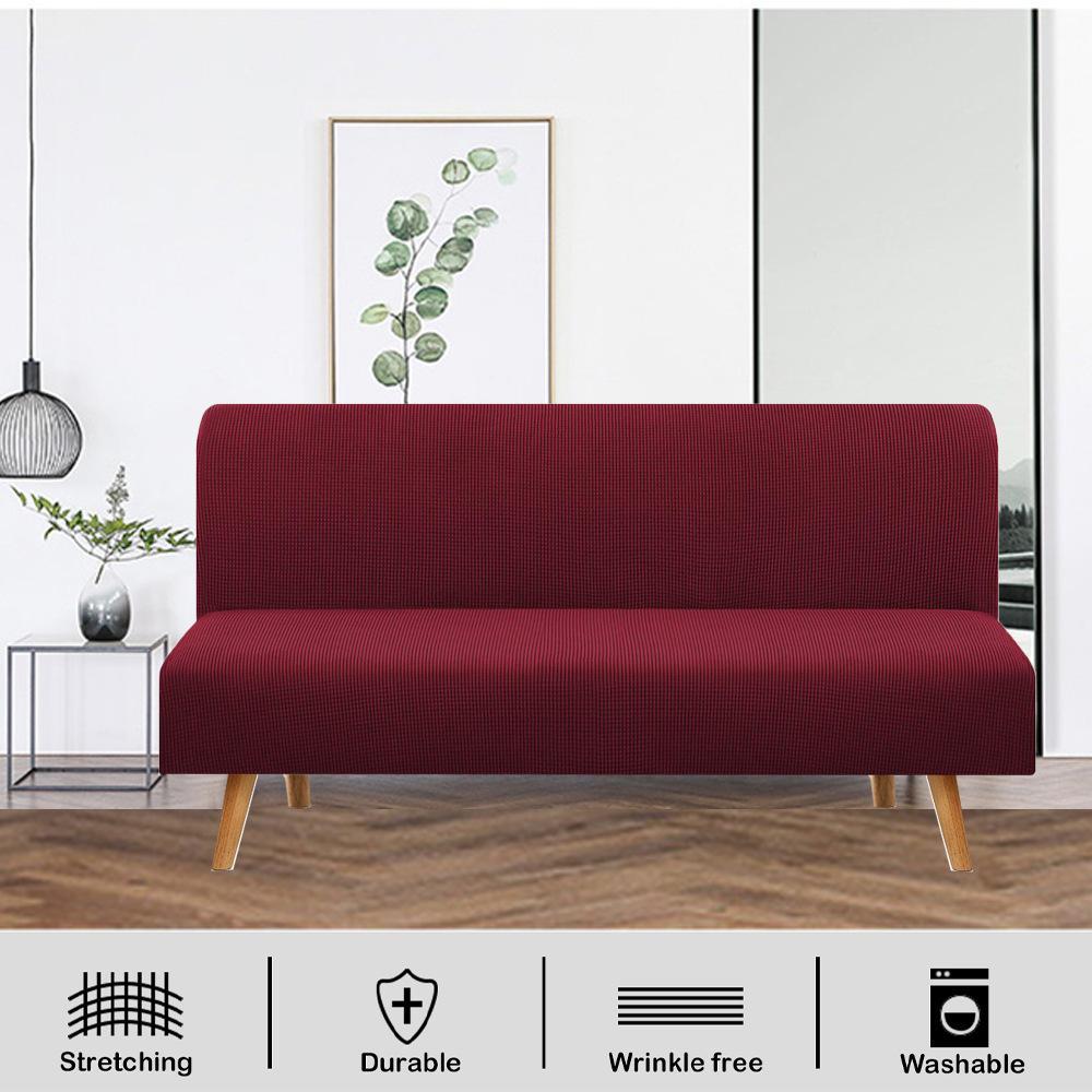 Armless Sofa Slipcover Stretch Sofa Bed Cover Protector Elastic Spandex ...