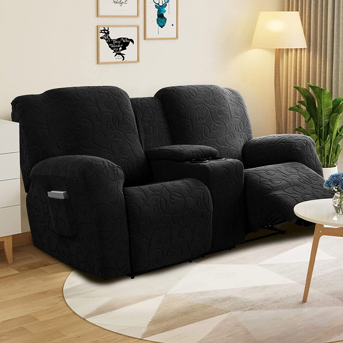 Loveseat Recliner Cover with Center Console Stretch Loveseat Recliner ...