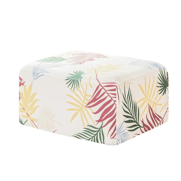 Yellow Leaf Pattern Rectangular Ottoman Cover– Sureix