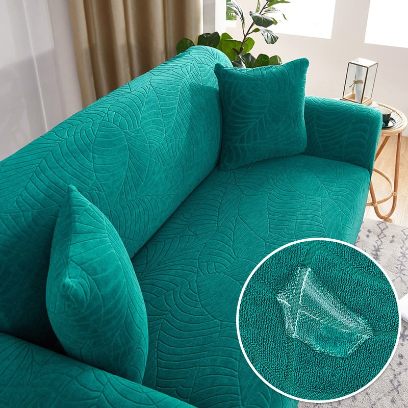 Sofa Couch Cover Thick Jacquard Leaf Pattern Sofa Cover For Living Room ...