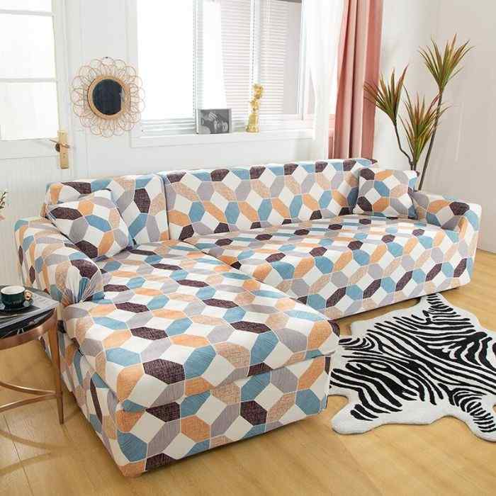 slipcover l shaped sectional Polyester Stretch Couch Covers with 2 ...