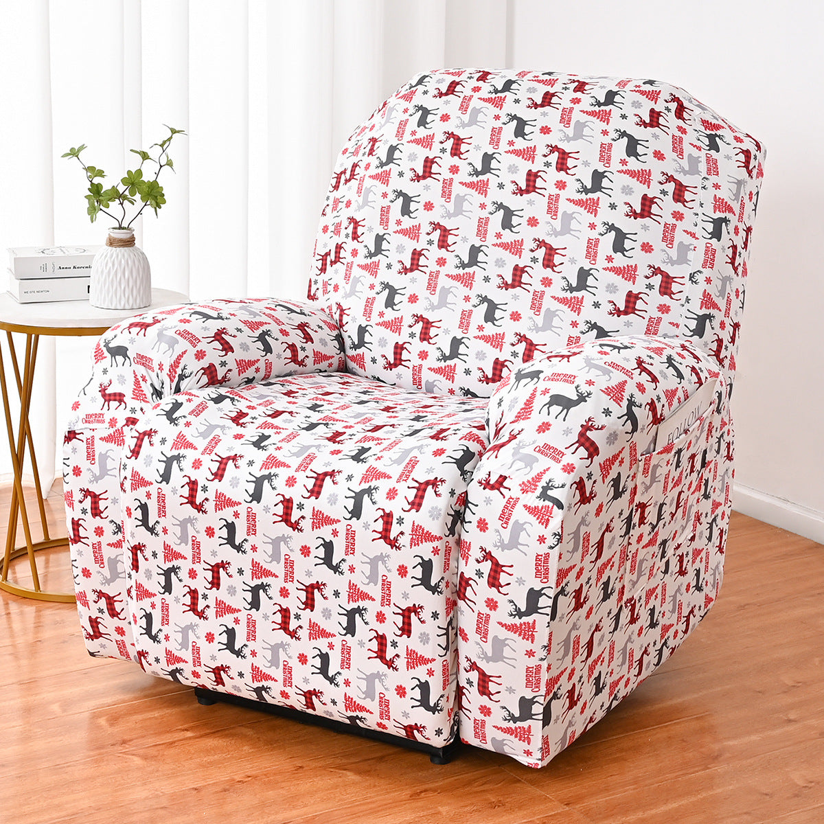 4 Pieces Christmas Pattern Strechable Recliner Chair Slipcovers– Sureix